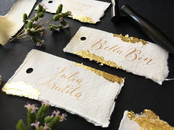 Easy gold leaf for calligraphy beginners – By Moon & Tide Calligraphy