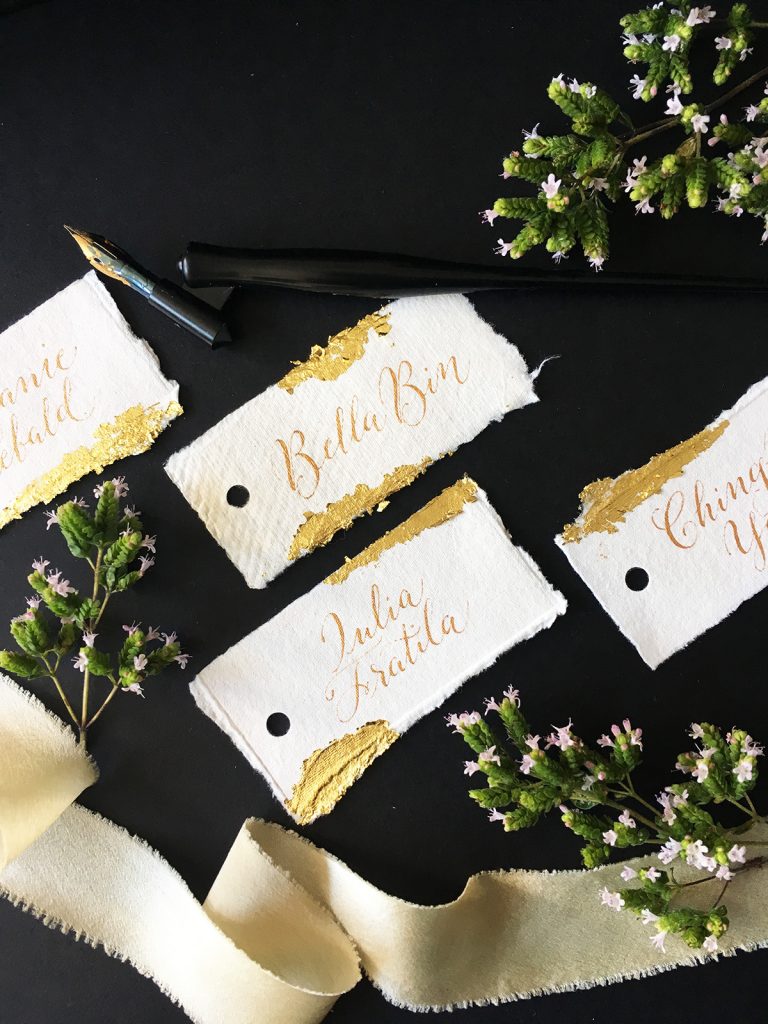 Easy gold leaf for calligraphy beginners – By Moon & Tide Calligraphy