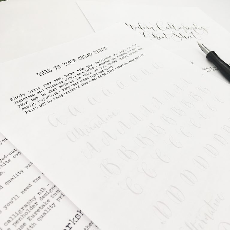 modern calligraphy cheat sheet easy learn caps A-D - By Moon & Tide ...