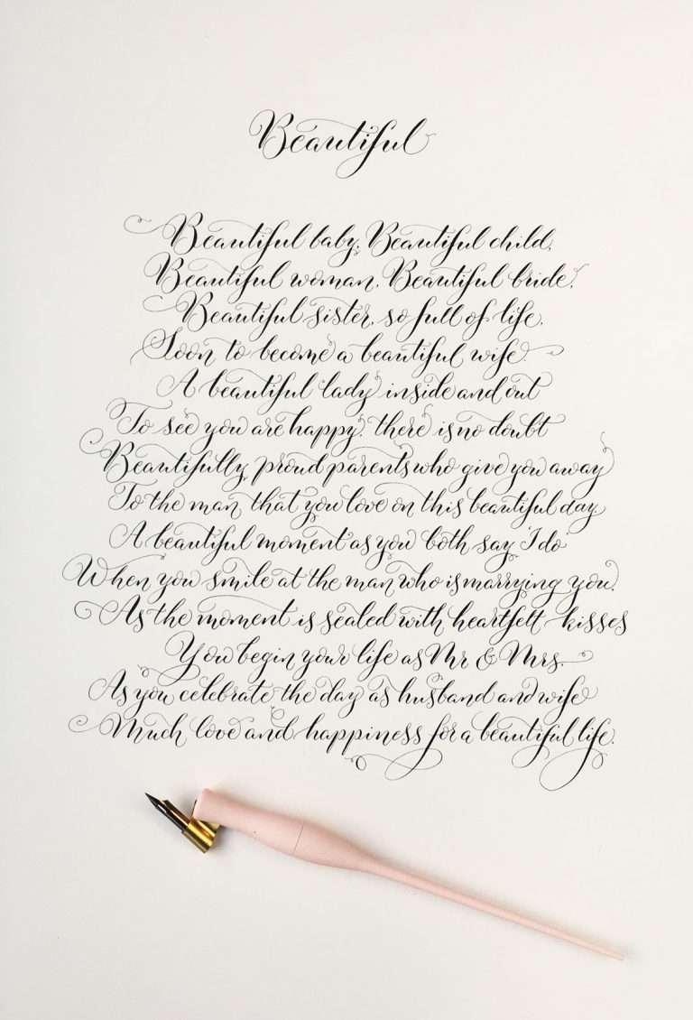 Beautiful – a bespoke calligraphy gift – By Moon & Tide Calligraphy