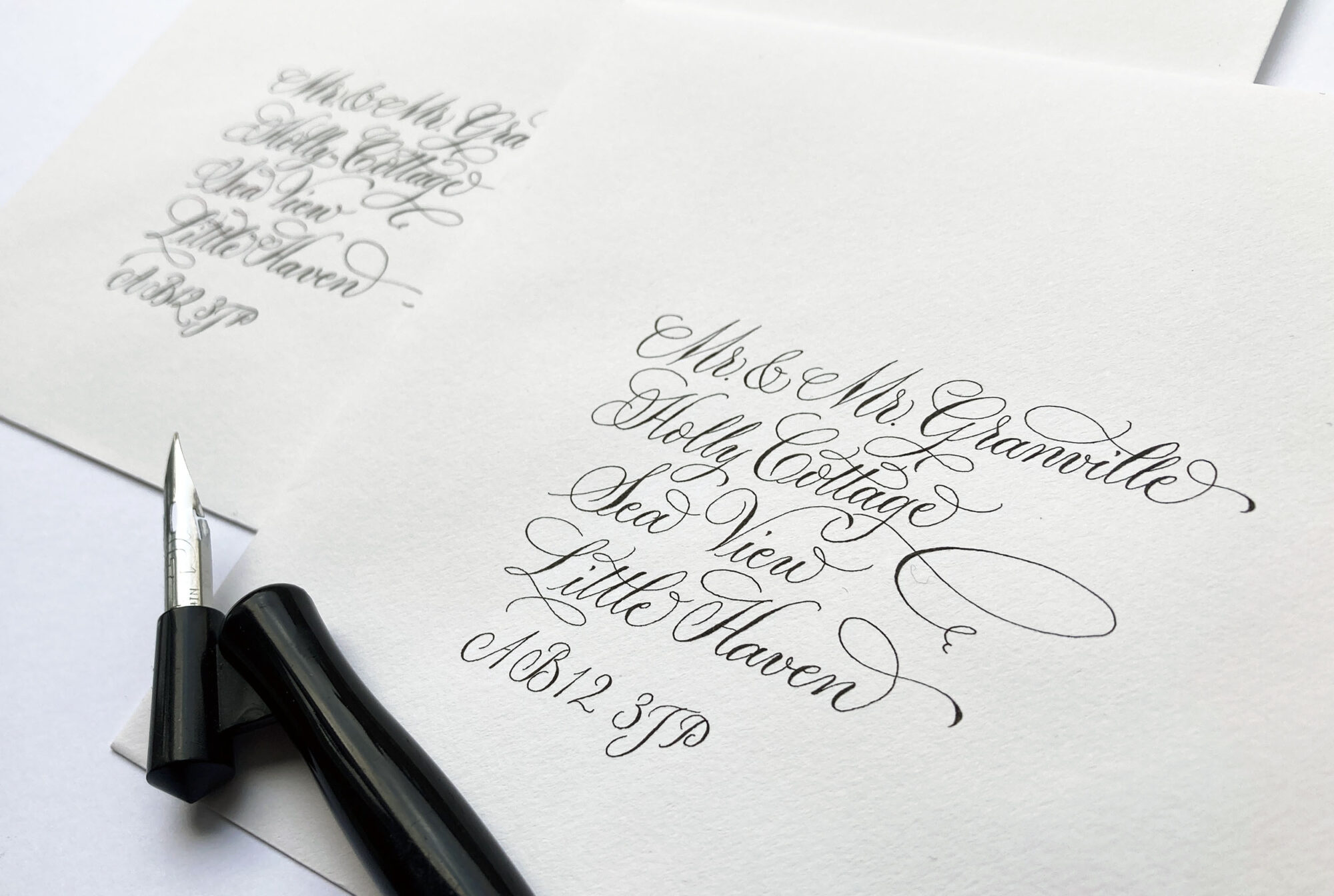Calligraphy for wedding envelope addressing – By Moon & Tide Calligraphy