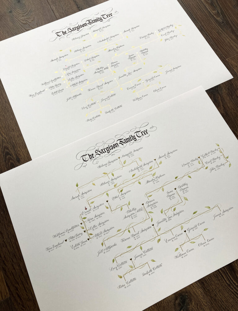 Traditional family tree examples in calligraphy - By Moon & Tide ...